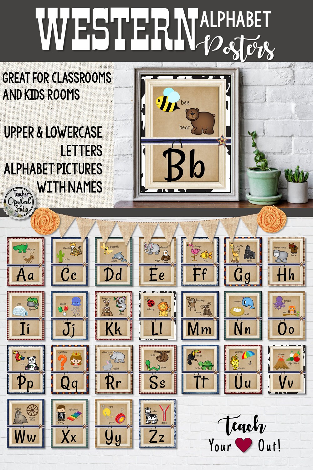 Western Theme Alphabet Posters Alphabet Images and Words Instant ...