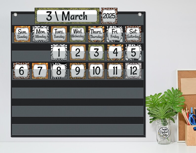 Animal Print Mini Calendar Set | Classroom Calendar | Pocket Calendar ...