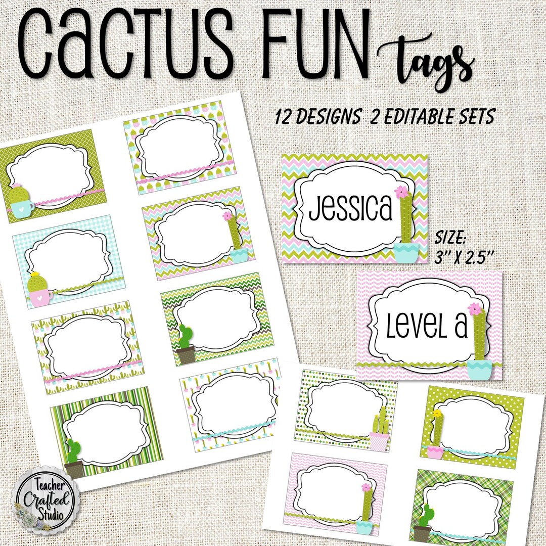 Printable Cactus Tags - Classroom Tags - Coat Hook Tags - Organizing ...