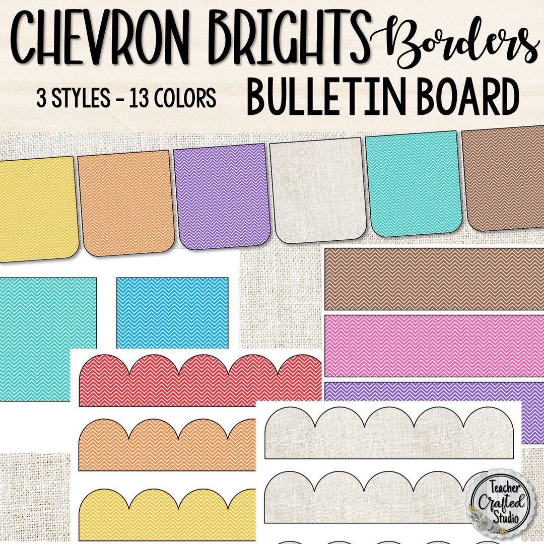 Rainbow Chevron Bulletin Board Borders | Rainbow Classroom Borders ...
