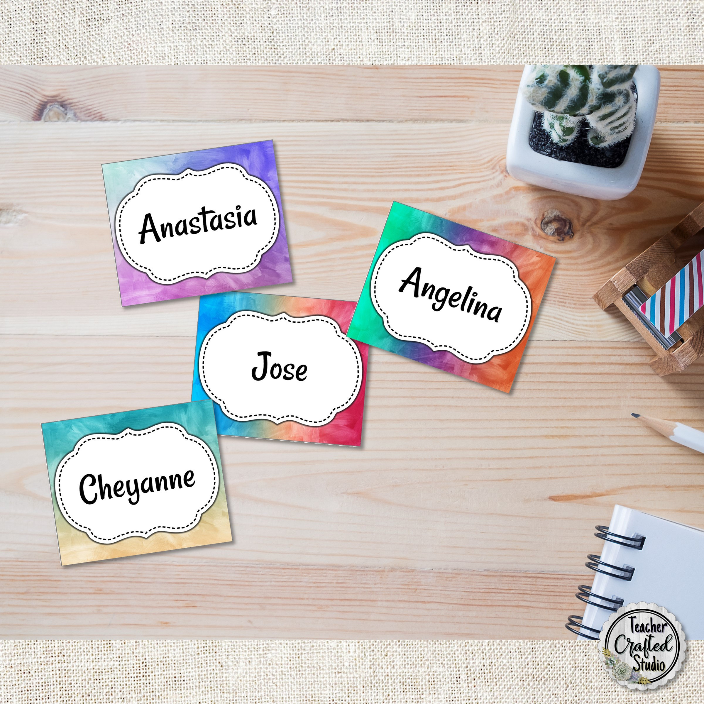 Watercolor Classroom Decor Tags | Editable Name and Cubby Labels (PDF ...