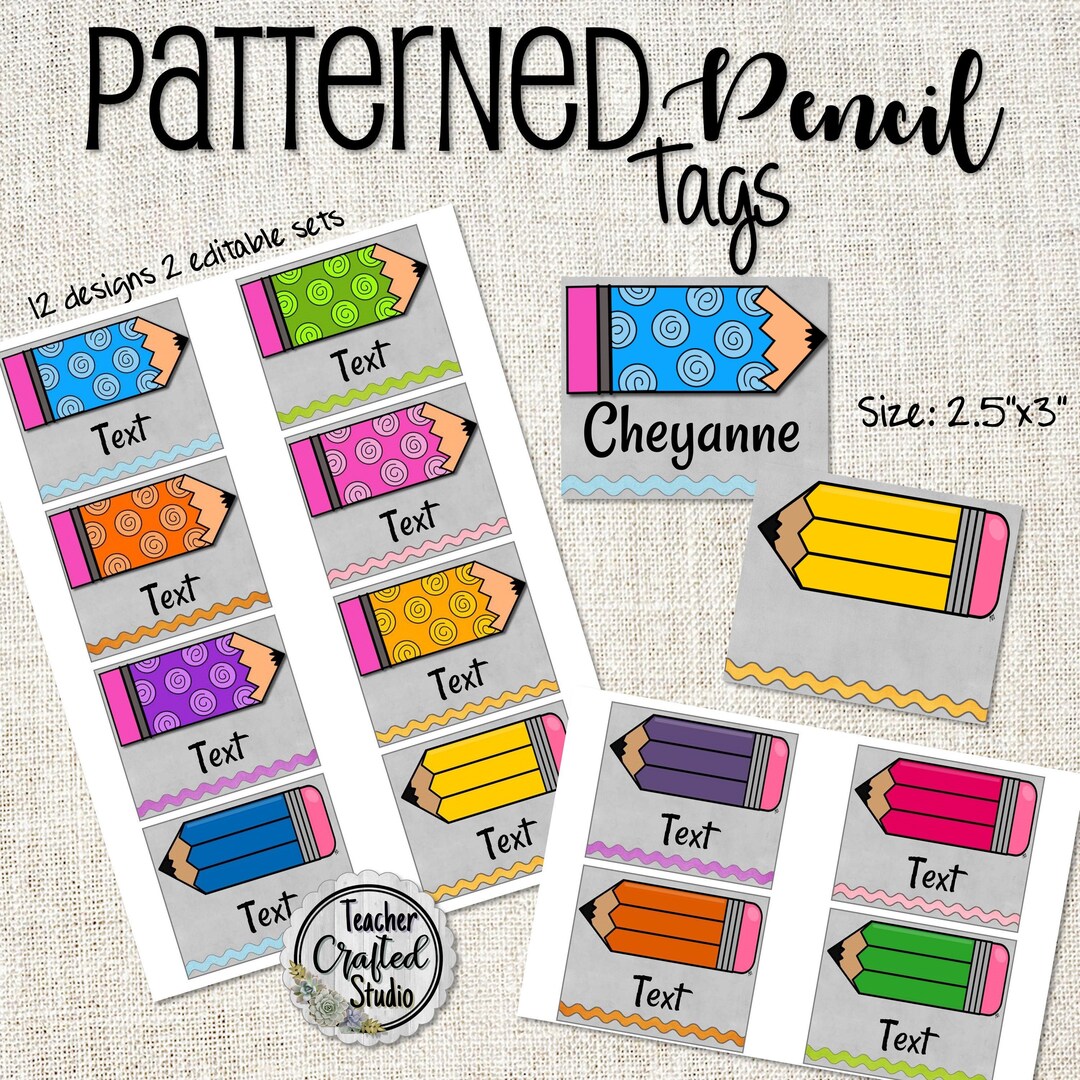 Pencil Tags - Classroom Nametags - Book Bins - Coat Hook Tags - Teacher ...