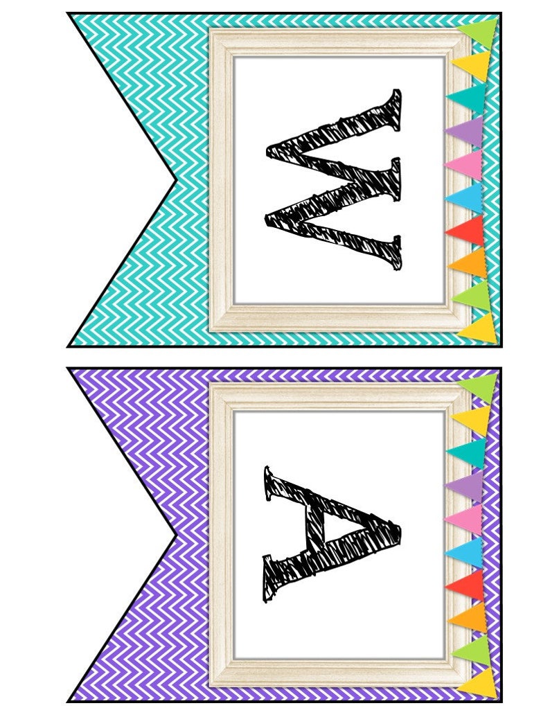 Rainbow Chevron Word Wall Classroom Set Banner and Editable Cards ...