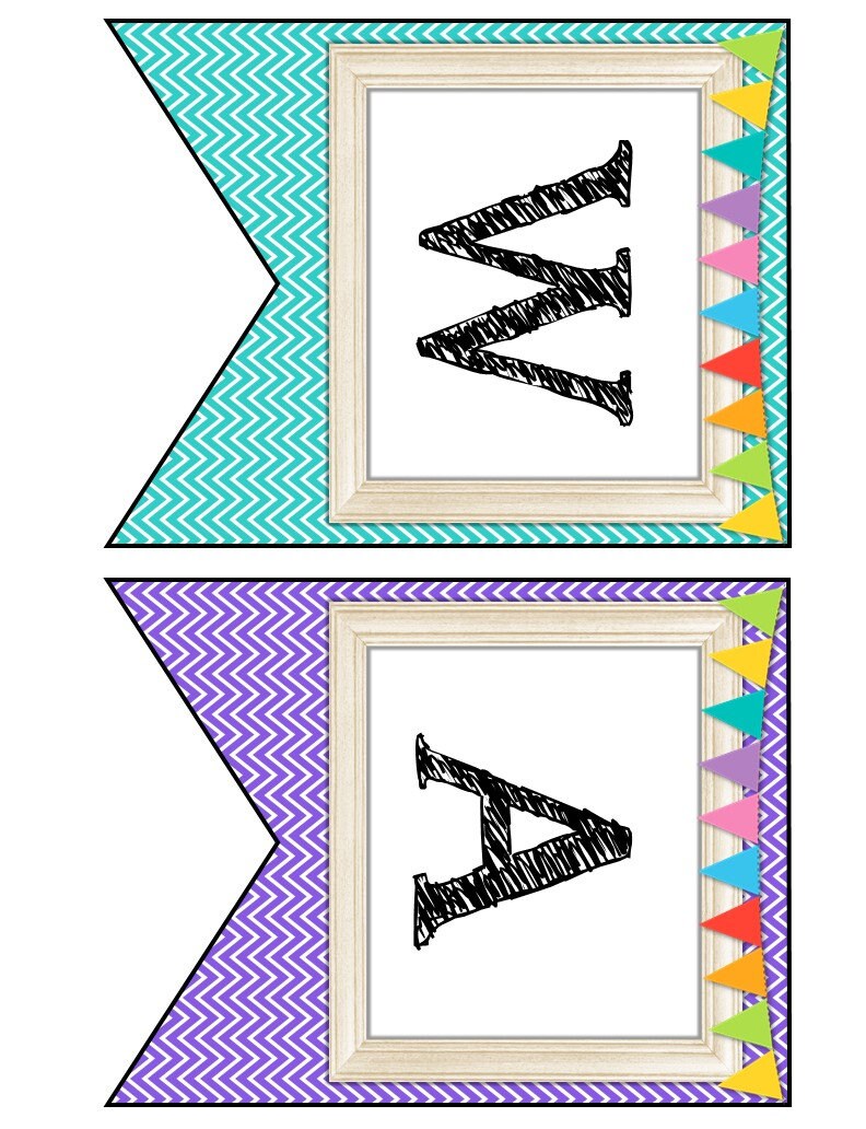 Rainbow Chevron Word Wall Classroom Set | Banner and Editable Cards ...