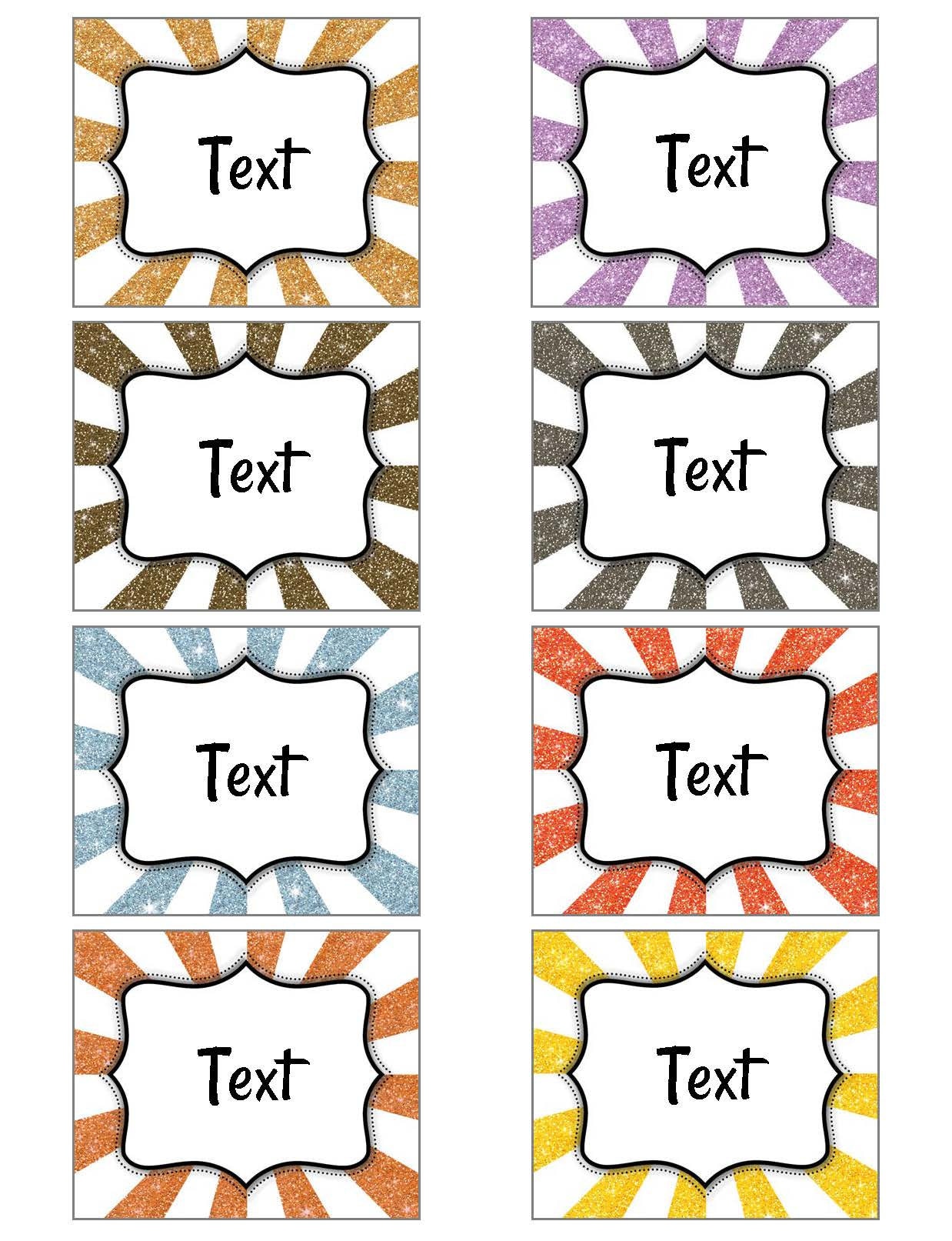Printable Glitter Starburst Tags - Editable Organizational Tags ...