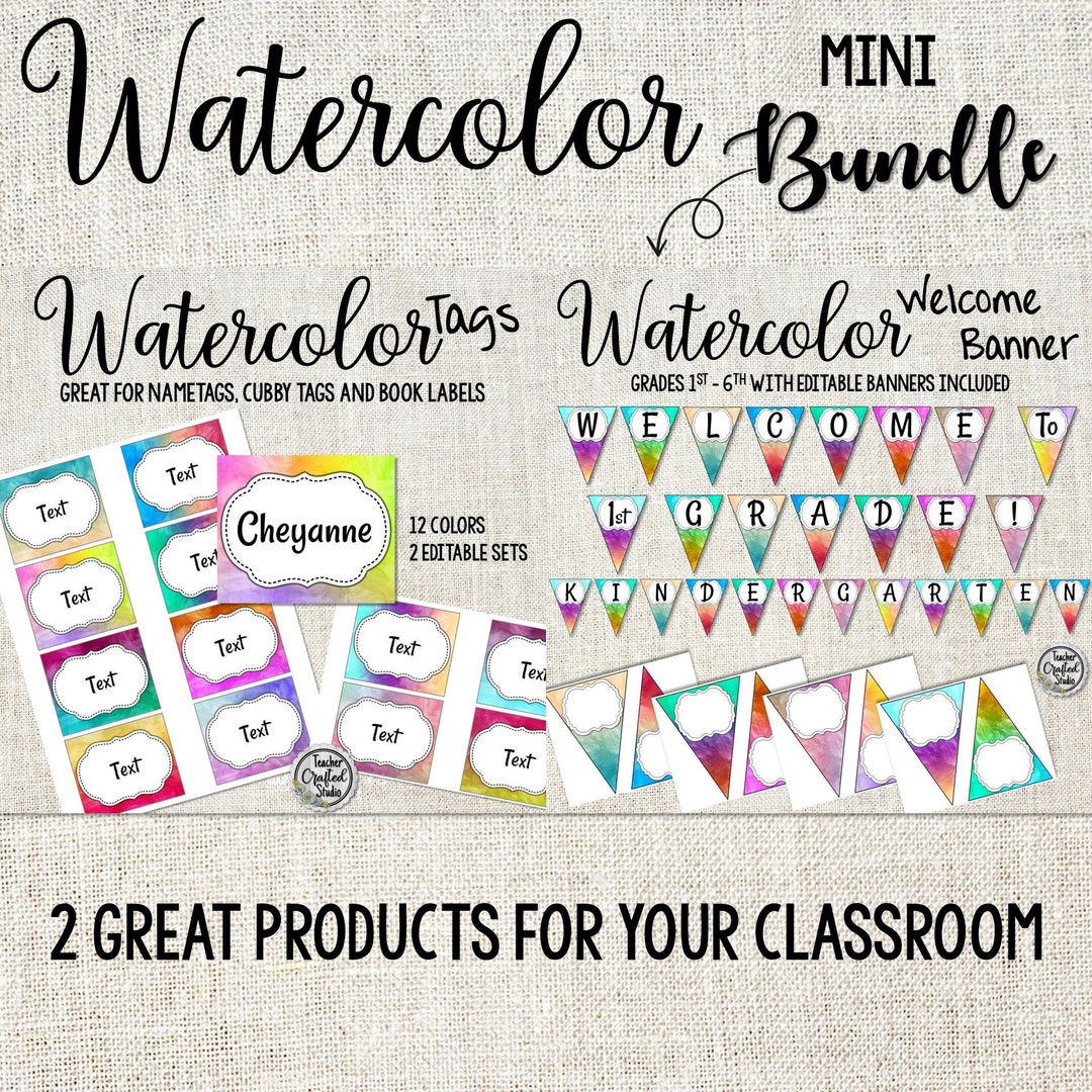 Watercolor Classroom Theme Bundle | Back to School | Classroom Banner ...
