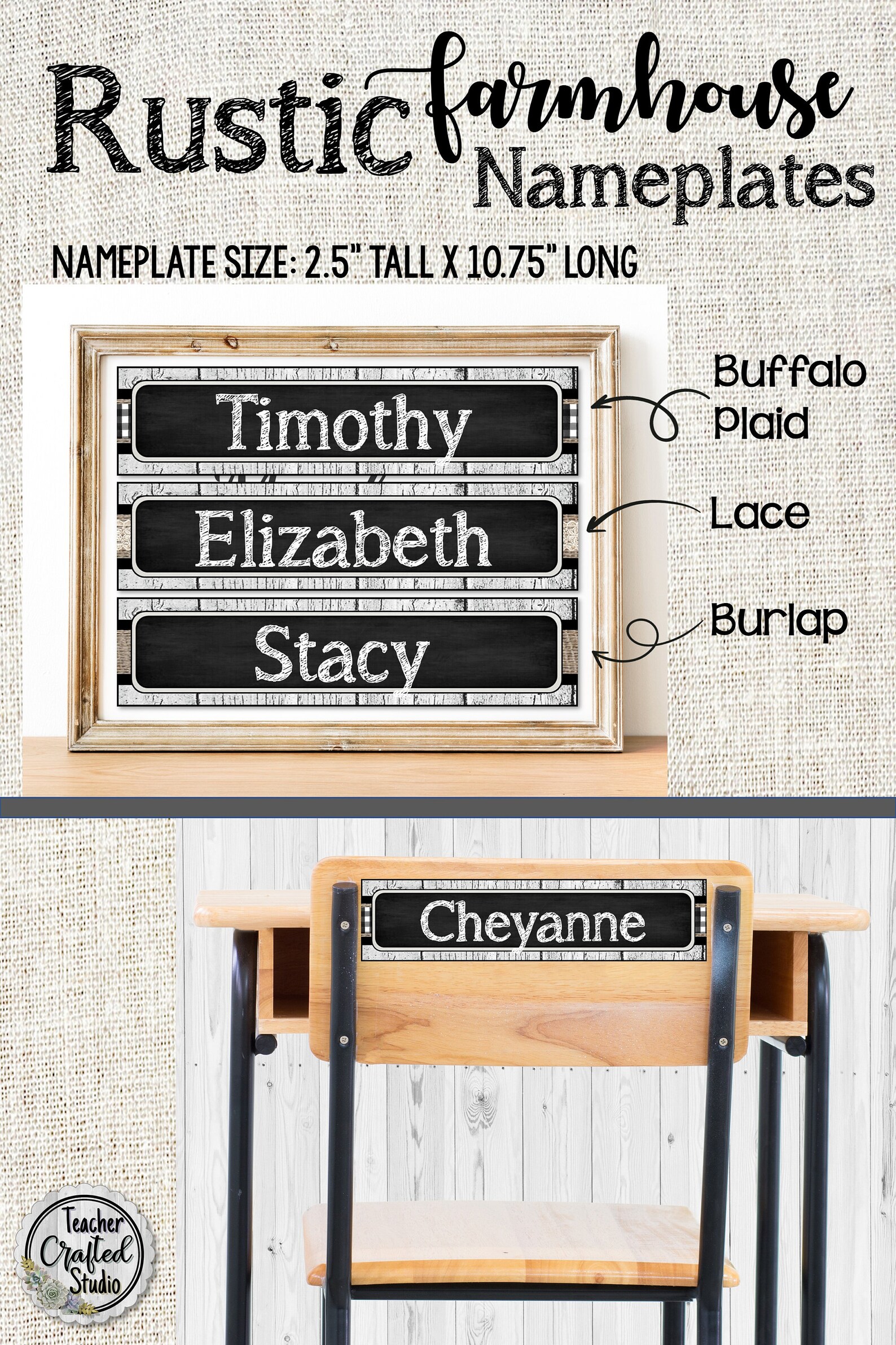 Printable Rustic Farmhouse Desktop Nameplates Wall Labels - Etsy