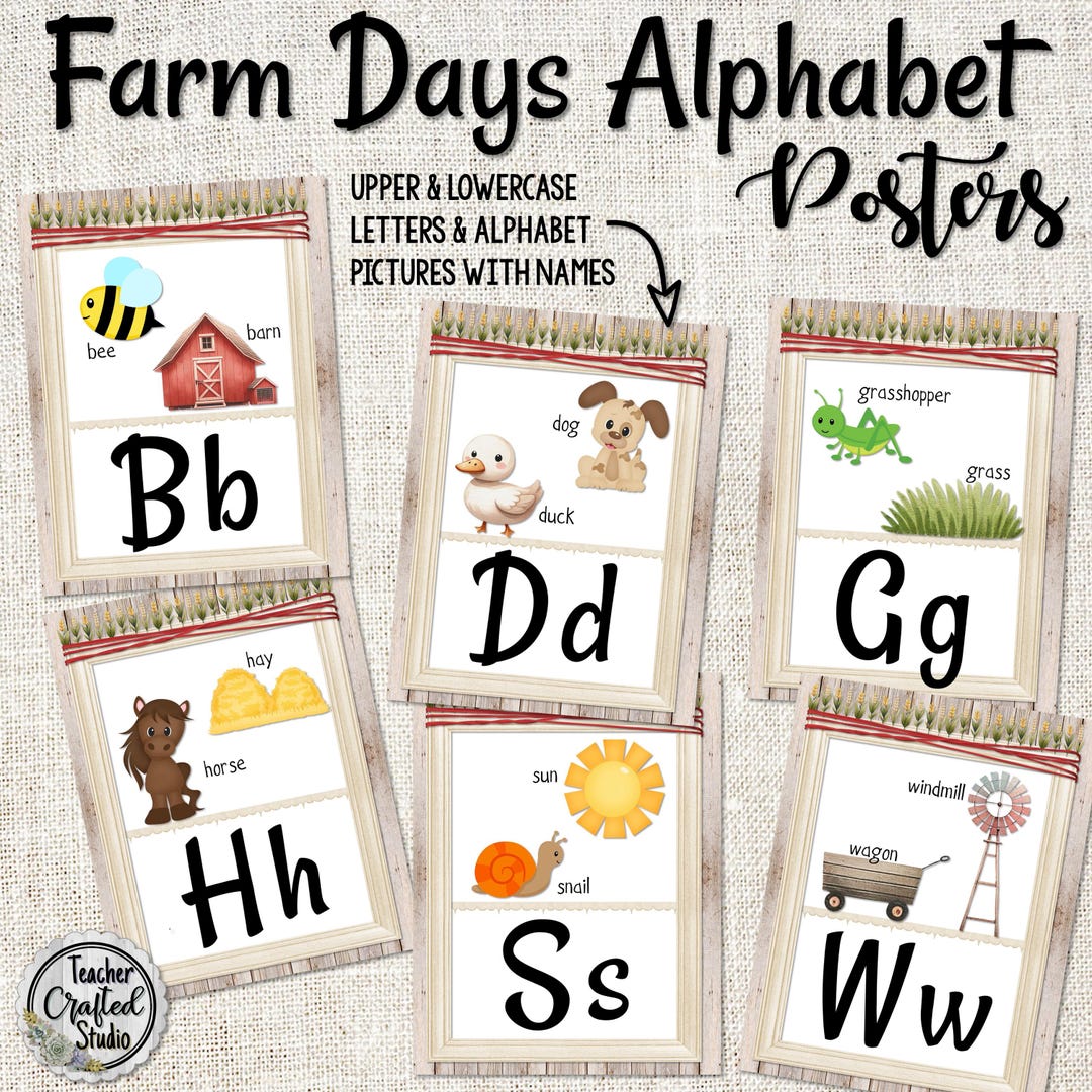 Farm Days Alphabet Posters | ABC Printable Posters | Classroom or Kids ...