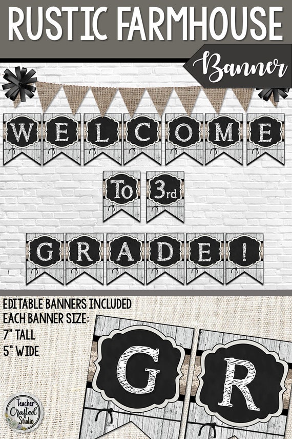 Name Tags Word Wall Welcome Banner Rustic Farmhouse Essentials Bundle ...
