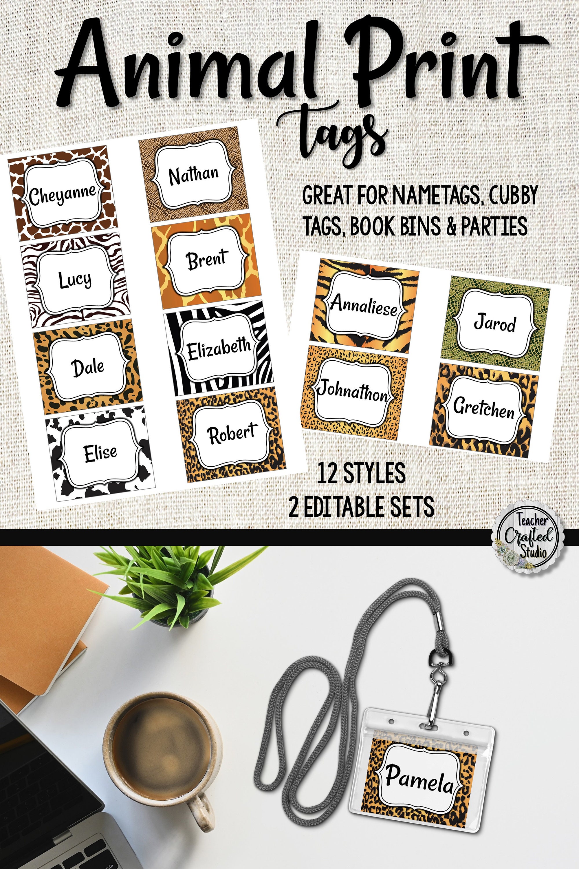Animal Print Mini Bundle | Welcome Banner | Cubby Tags and Book Bin ...