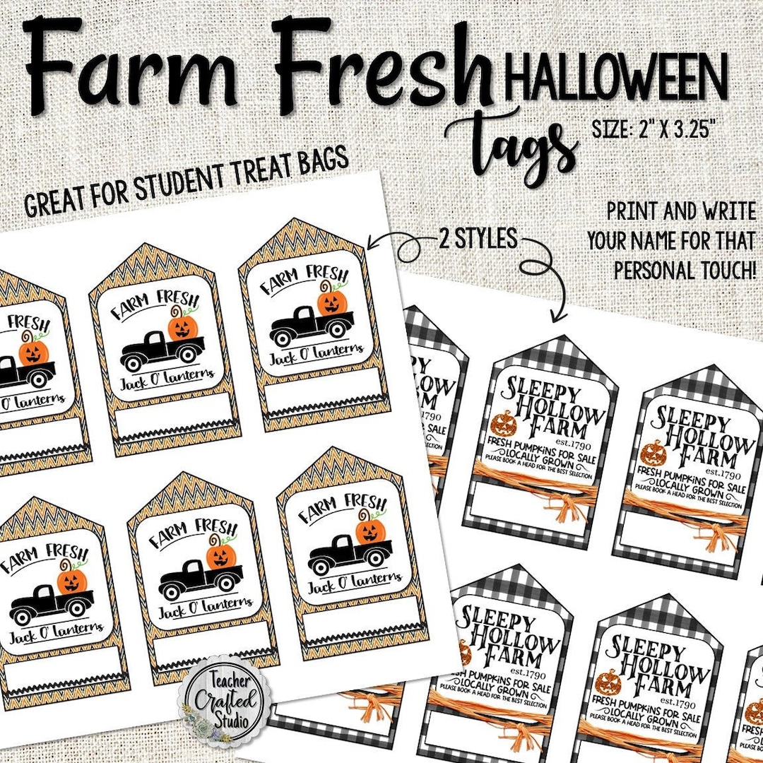 Halloween Gift Tags | Farm Fresh Halloween | Student Gift Tags | Party ...