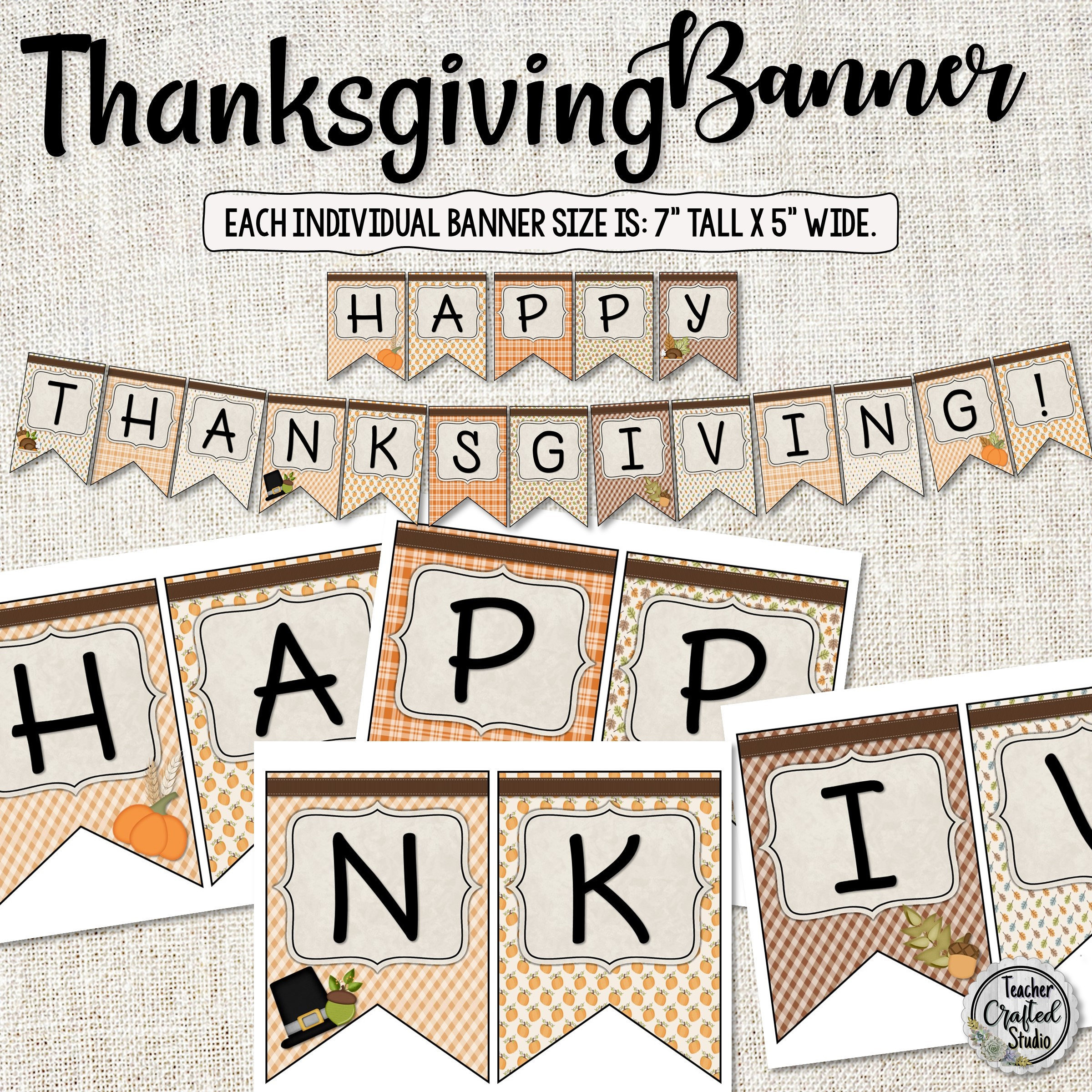 Printable Thanksgiving Banner - Holiday Banner - Fall Banner ...
