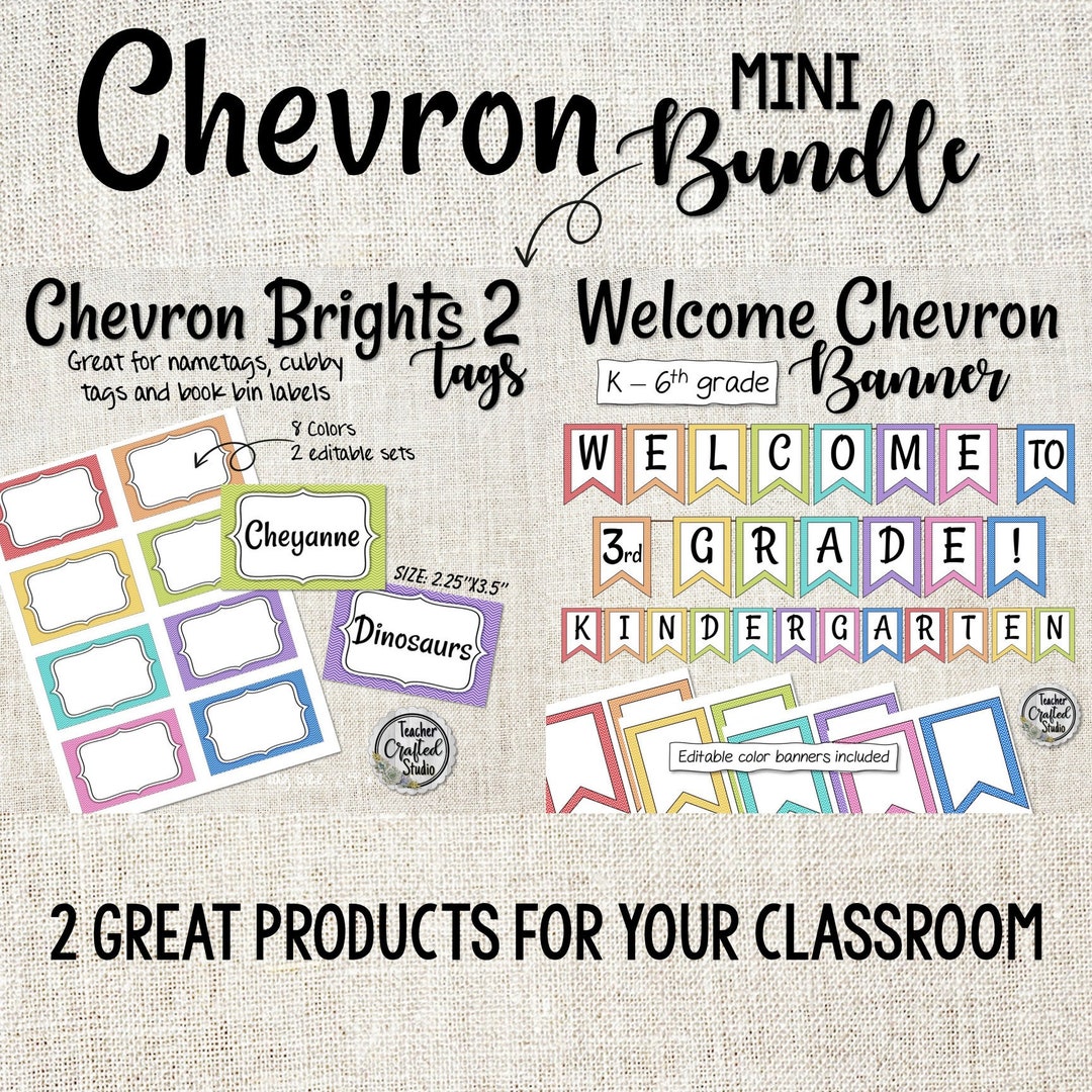 Chevron Welcome Banner Mini Bundle | Name Tags | Back to School - Etsy