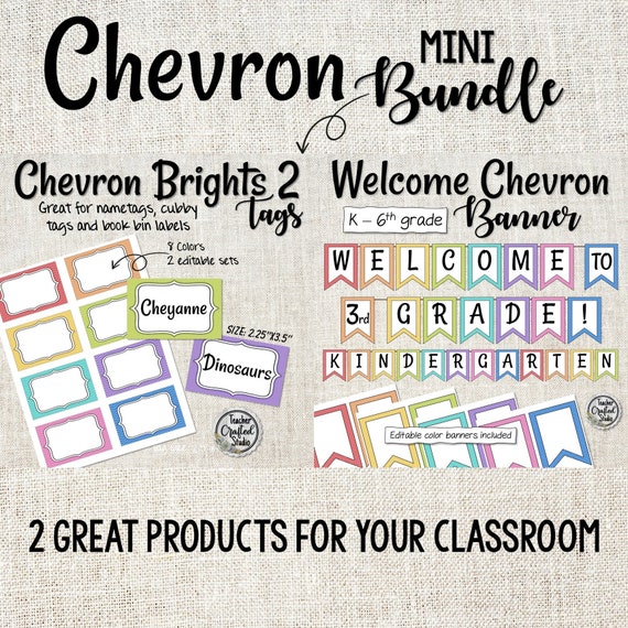 Chevron Welcome Banner Mini Bundle Name Tags Back to - Etsy