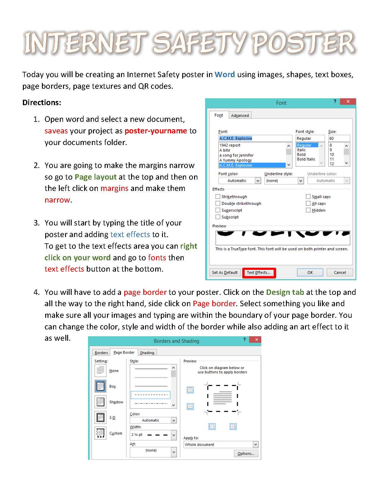 Distance Learning Internet Safety Poster Project Lesson Plan-vocab ...