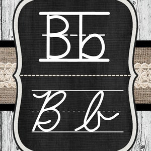 Rustic Farmhouse Alphabet Posters | Print and Cursive Alphabet Posters ...