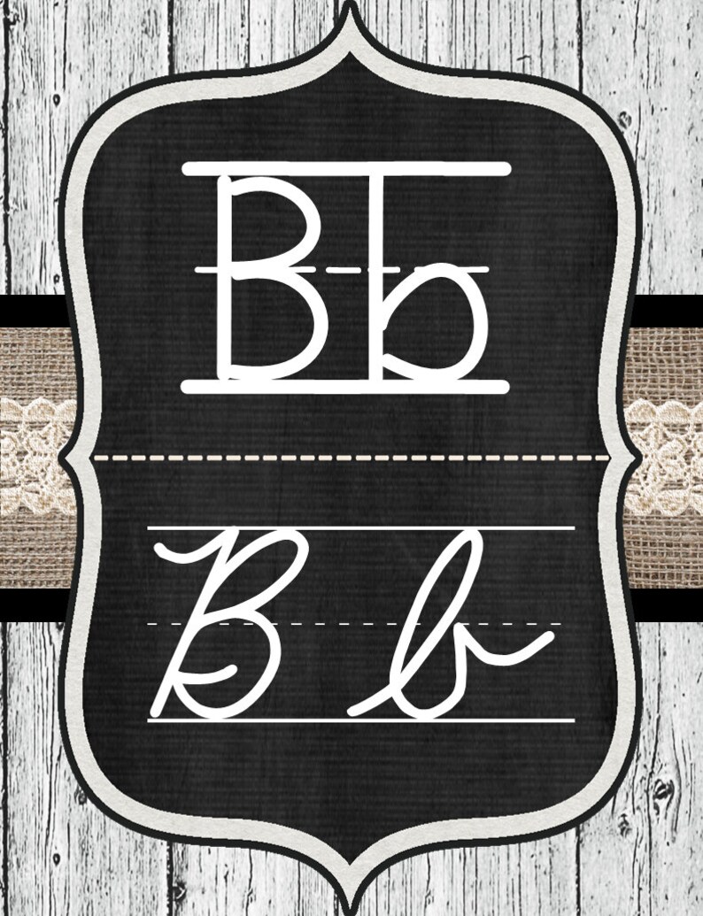 Rustic Farmhouse Alphabet Posters Print and Cursive Alphabet - Etsy