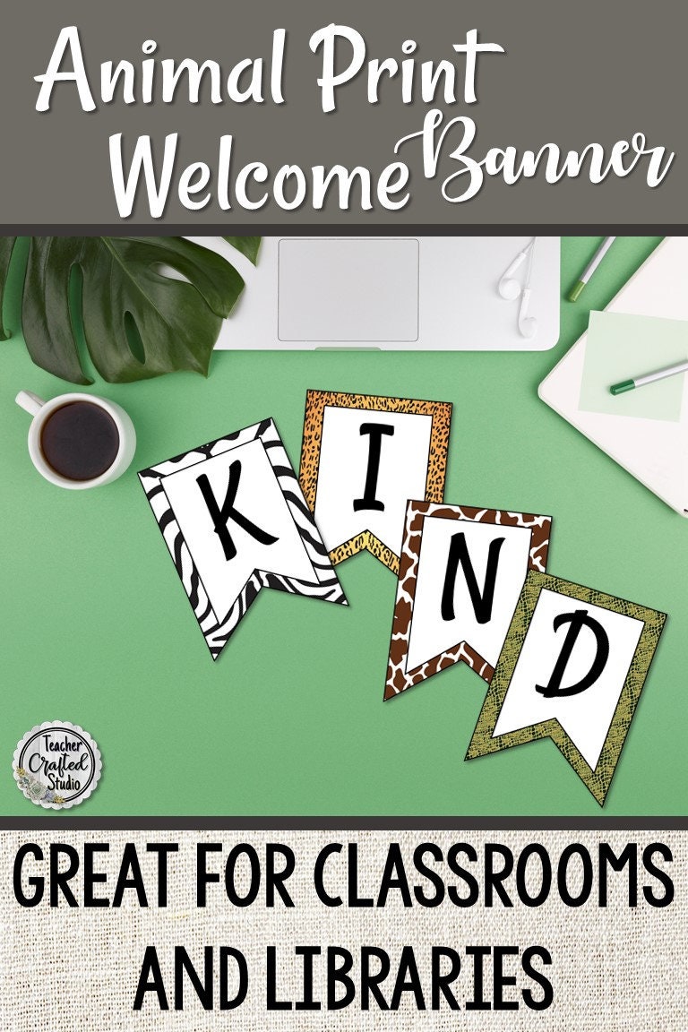 Printable Animal Print Welcome Banner - Editable Bulletin Board Banner ...