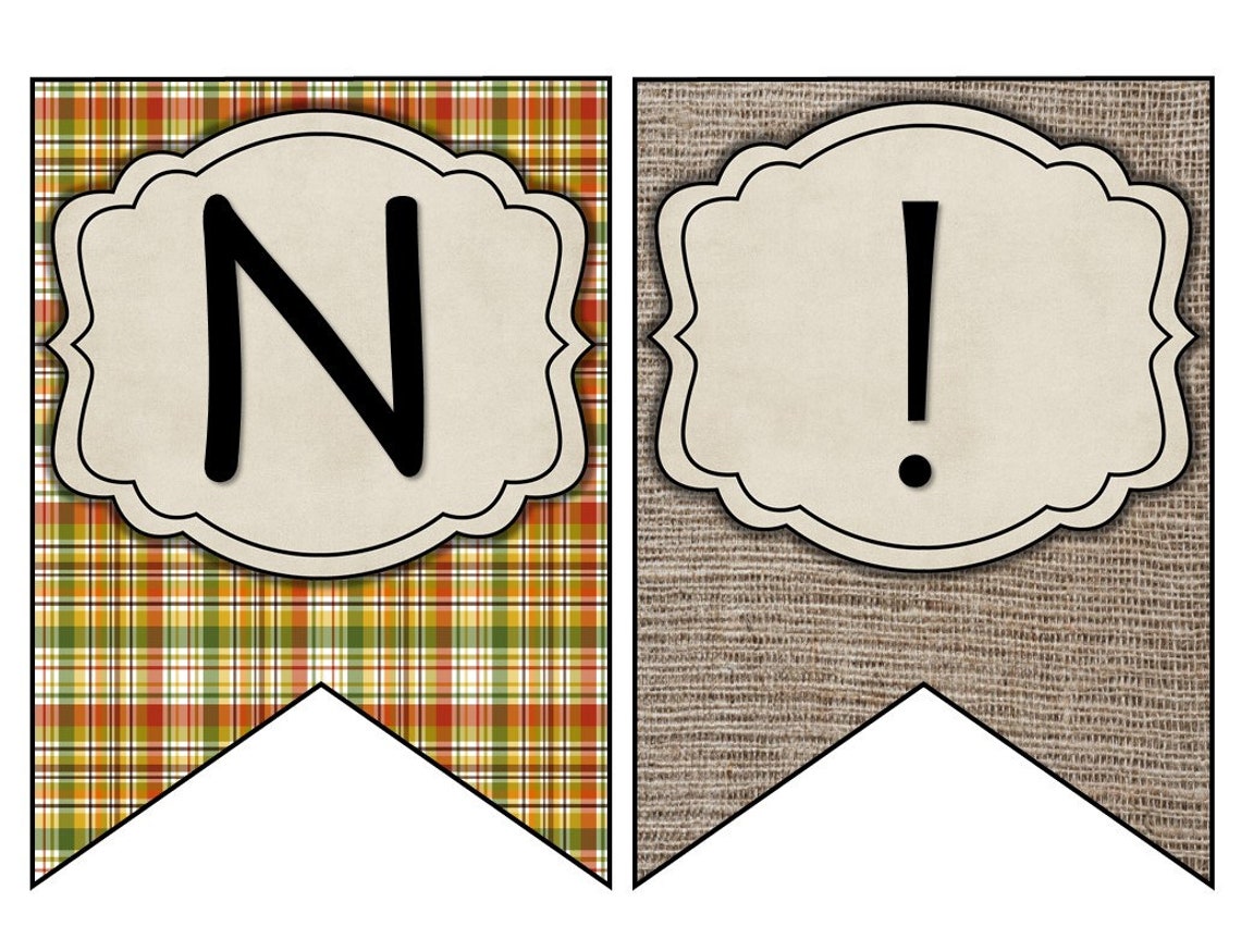 Printable Hello Autumn Banner Plaid and Burlap Banner Fall Banner ...