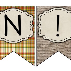 Printable Hello Autumn Banner Plaid and Burlap Banner Fall Banner ...
