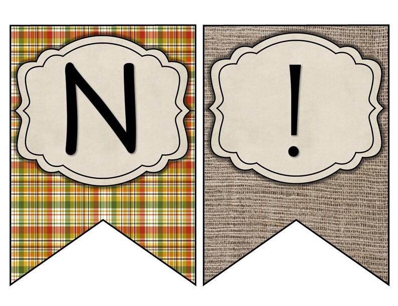 Printable Hello Autumn Banner - Plaid and Burlap Banner - Fall Banner ...