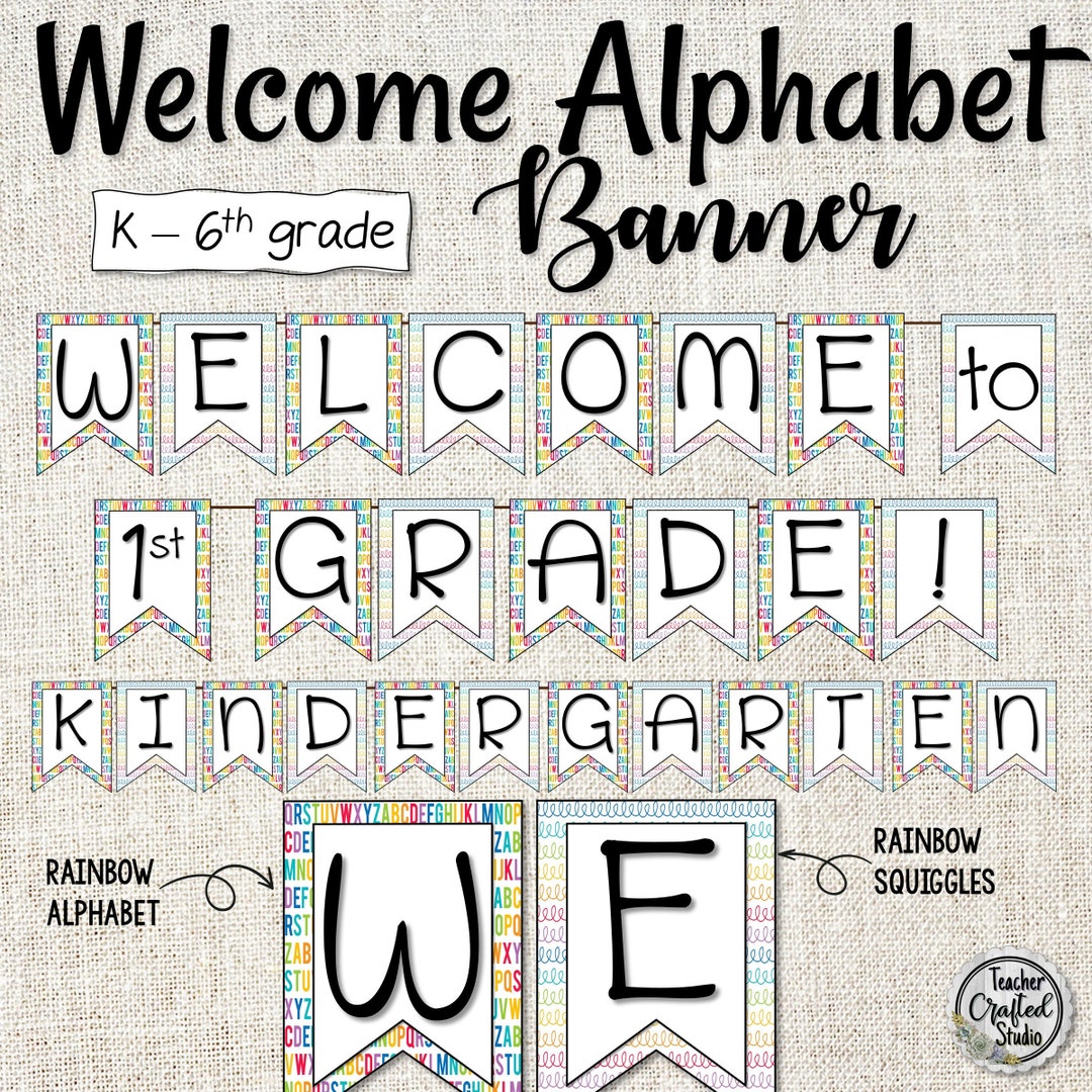 Welcome Banner Rainbow Alphabet Bulletin Board Banner 1st Through 6th ...