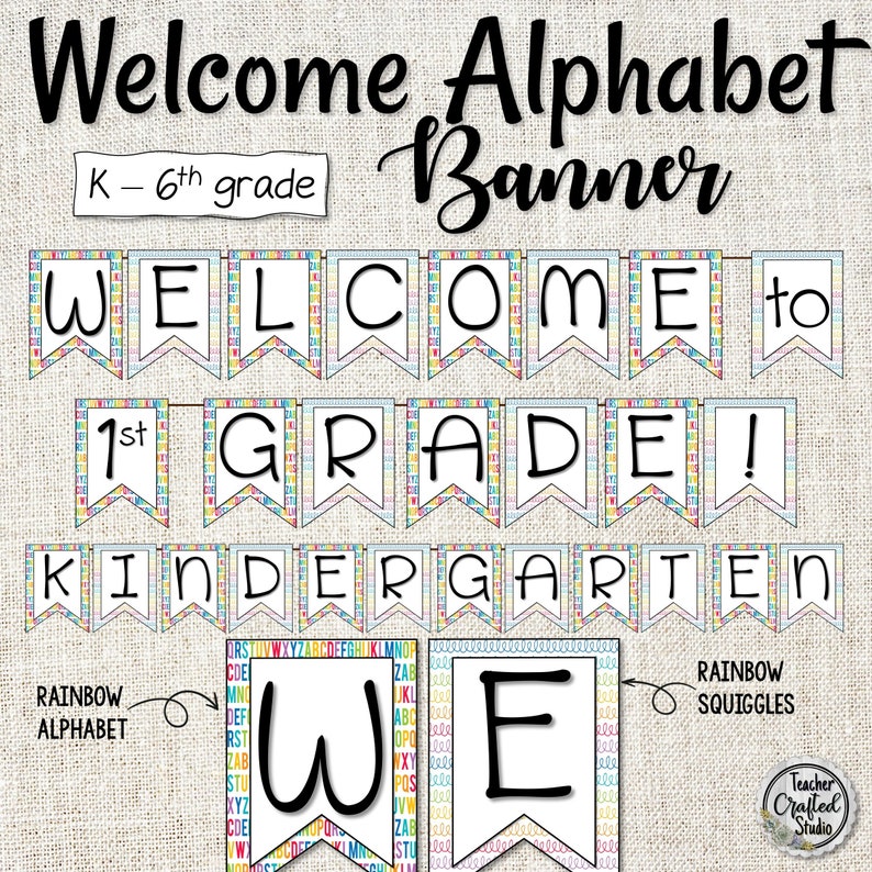 Welcome Banner - Rainbow Alphabet Bulletin Board Banner - 1st Through ...