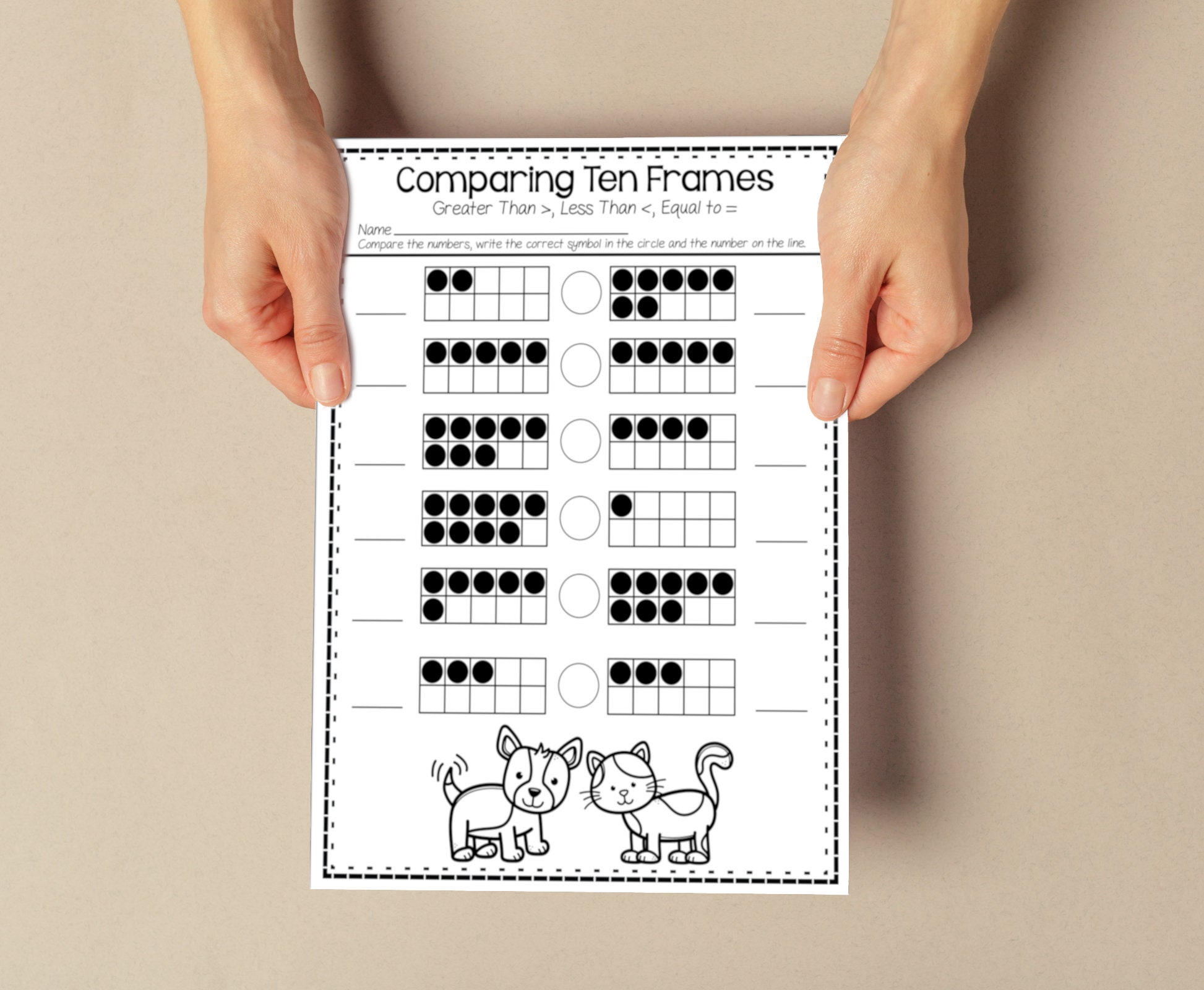 No Prep Comparing Numbers Worksheets Greater Than, Less Than, Equal to ...