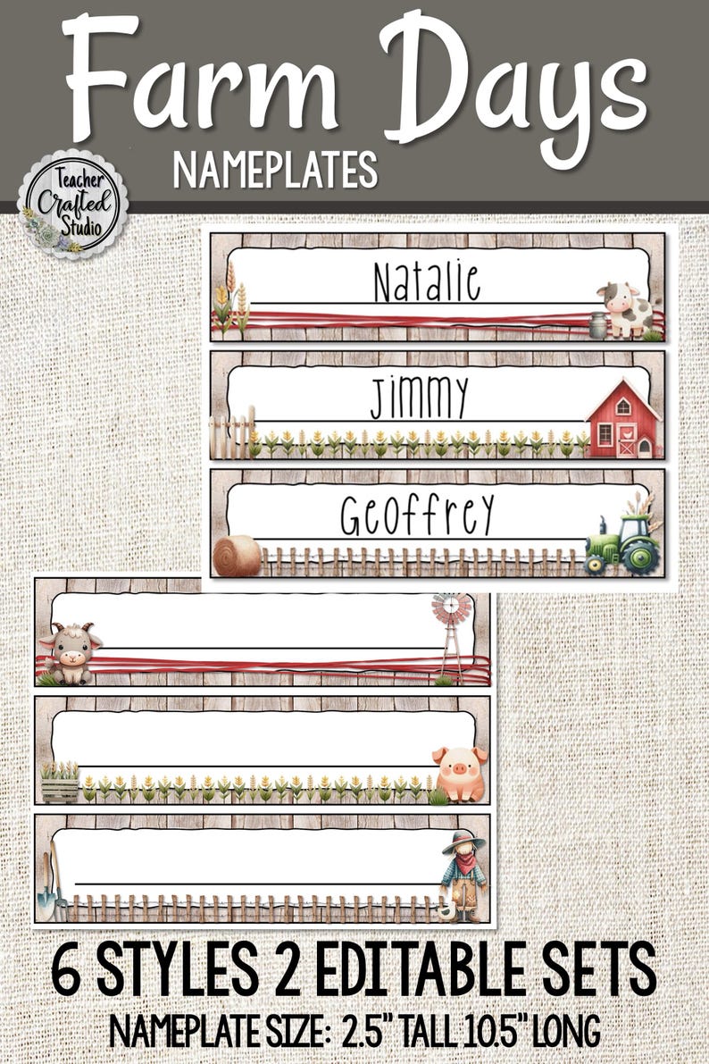 Printable Farm Days Desktop Name Tags | Wall Labels | Classroom Wall ...