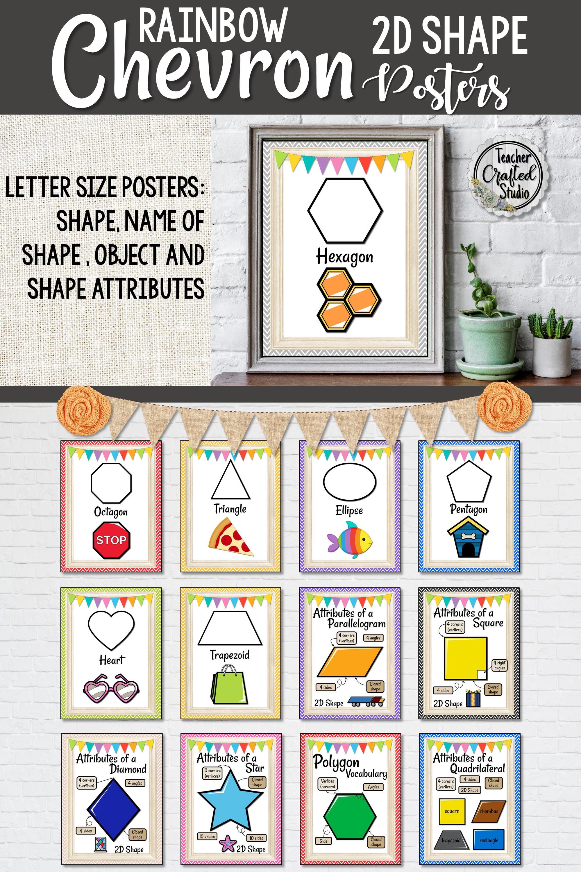 Chevron Shapes Posters | Classroom Posters | Rainbow Classroom Decor ...