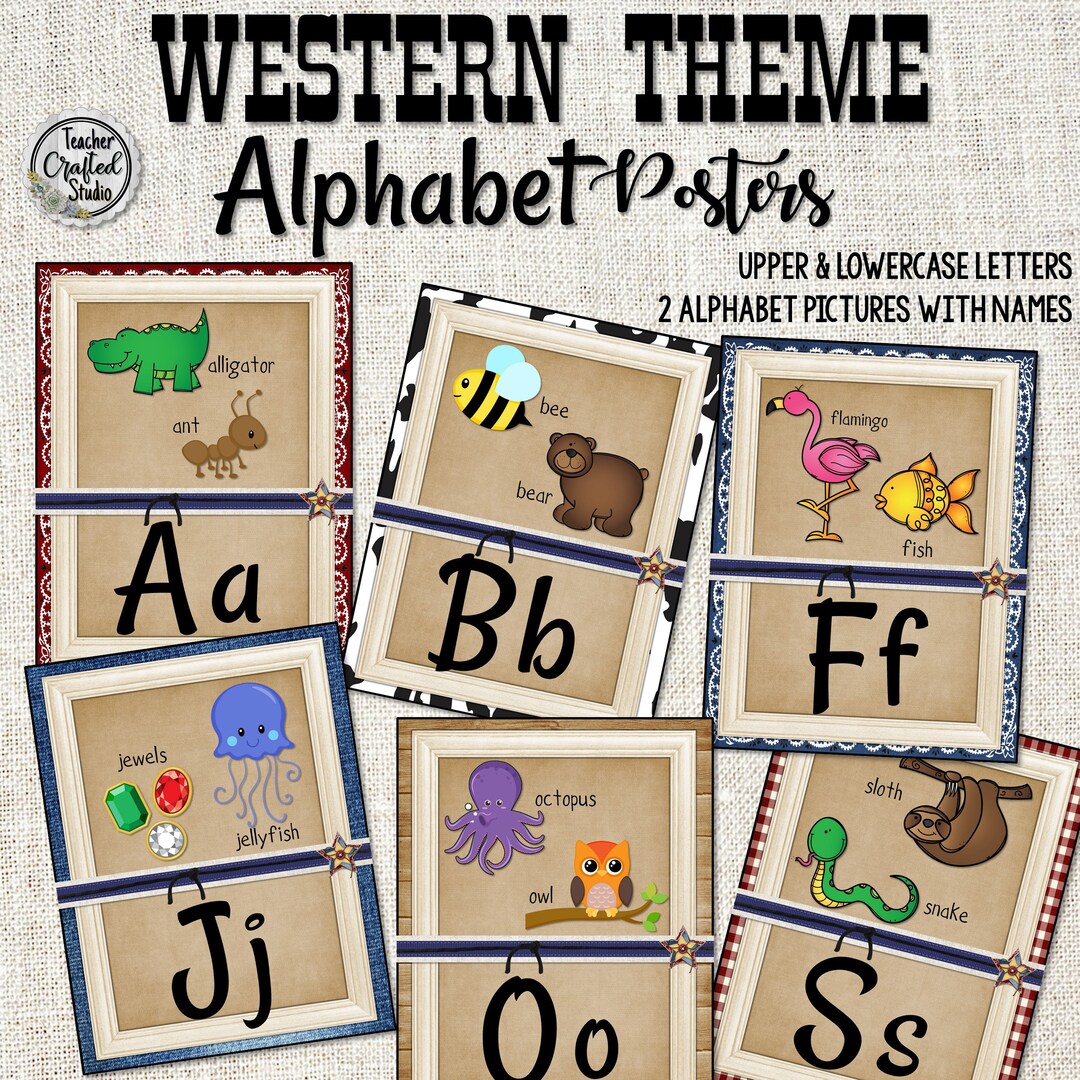 Western Theme Alphabet Posters - Alphabet Images and Words - Instant ...