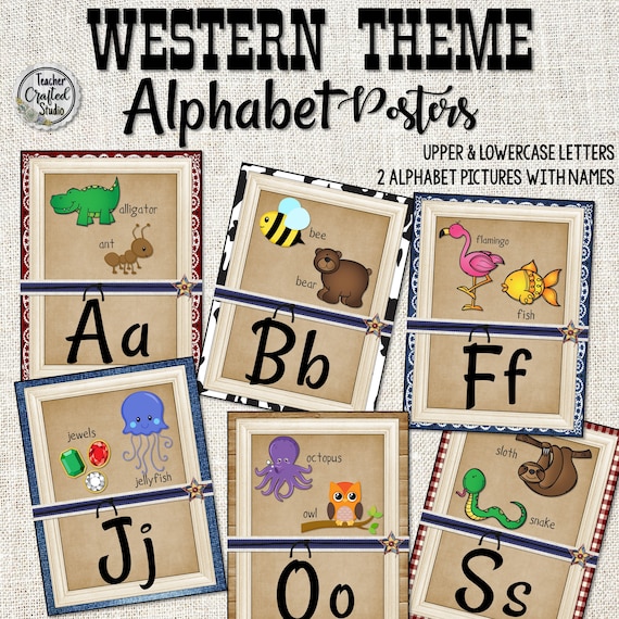 Western Theme Alphabet Posters Alphabet Images and Words | Etsy