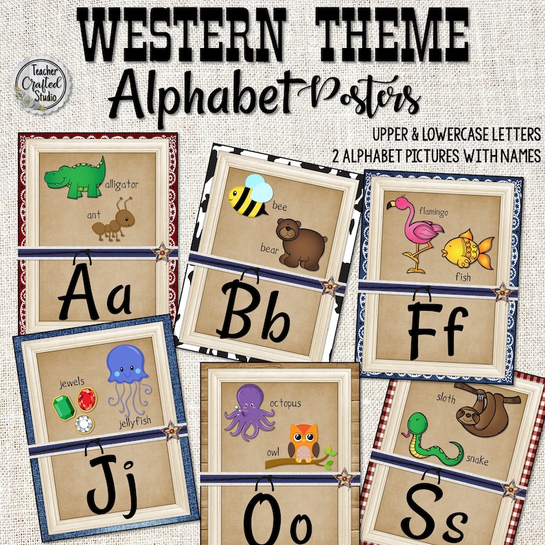Western Theme Alphabet Posters Alphabet Images and Words Instant ...