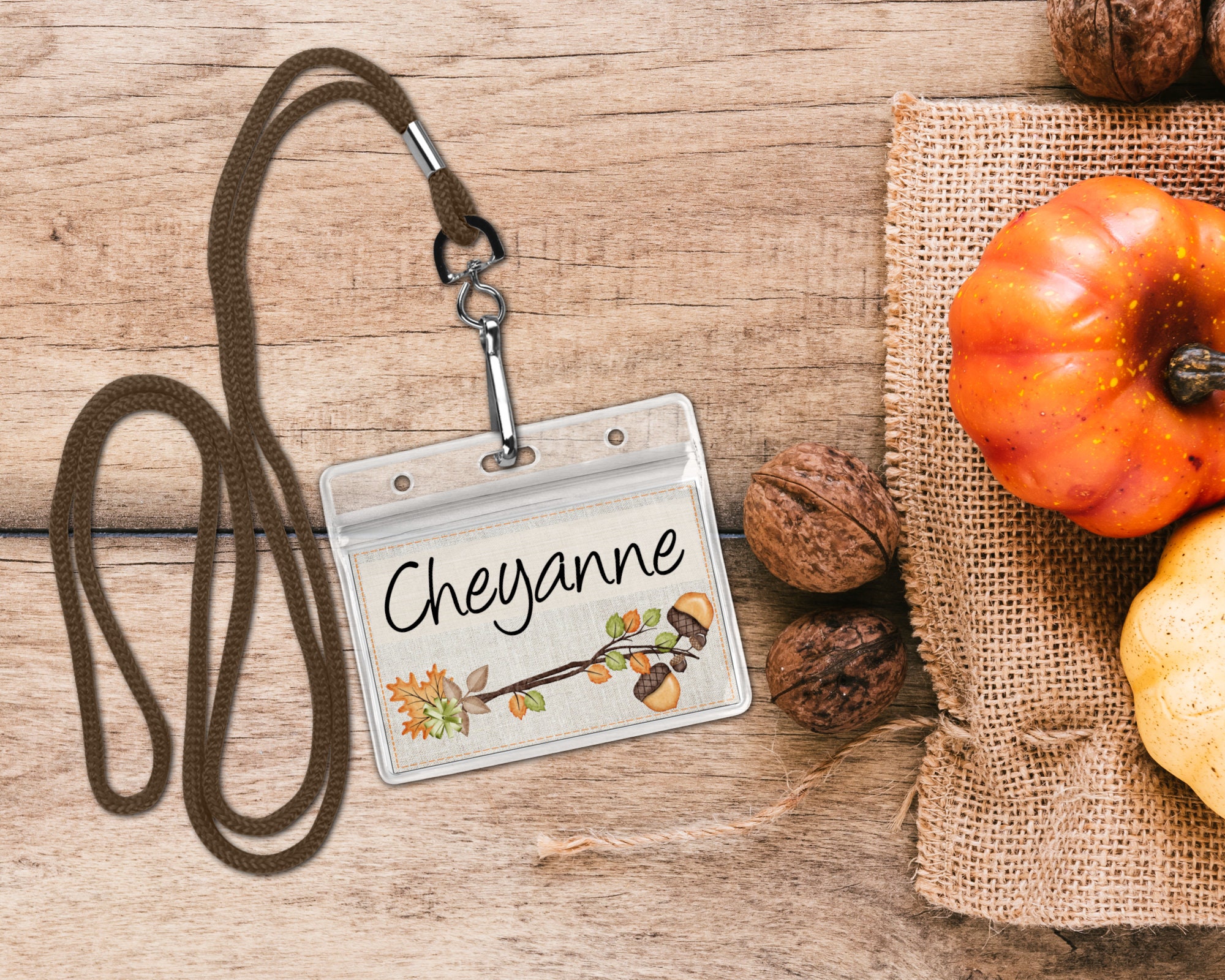 Fall Acorns and Leaves Name Badge Tags | Cubby Tags | Book Tags ...