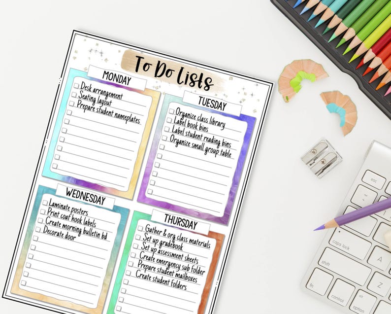 Watercolor to Do Lists | Printable to Do Lists | Colorful to Do Lists ...
