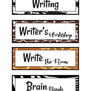 Animal Print Schedule Cards and Times Editable Classroom Schedule ...