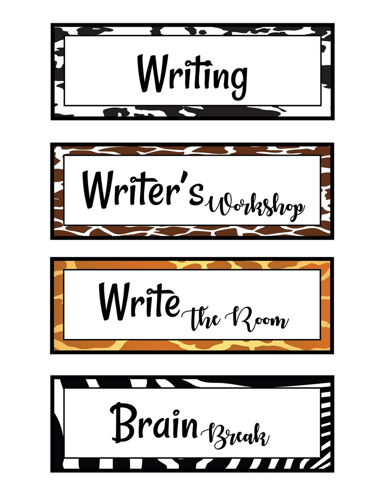 Animal Print Schedule Cards and Times Editable Classroom Schedule ...