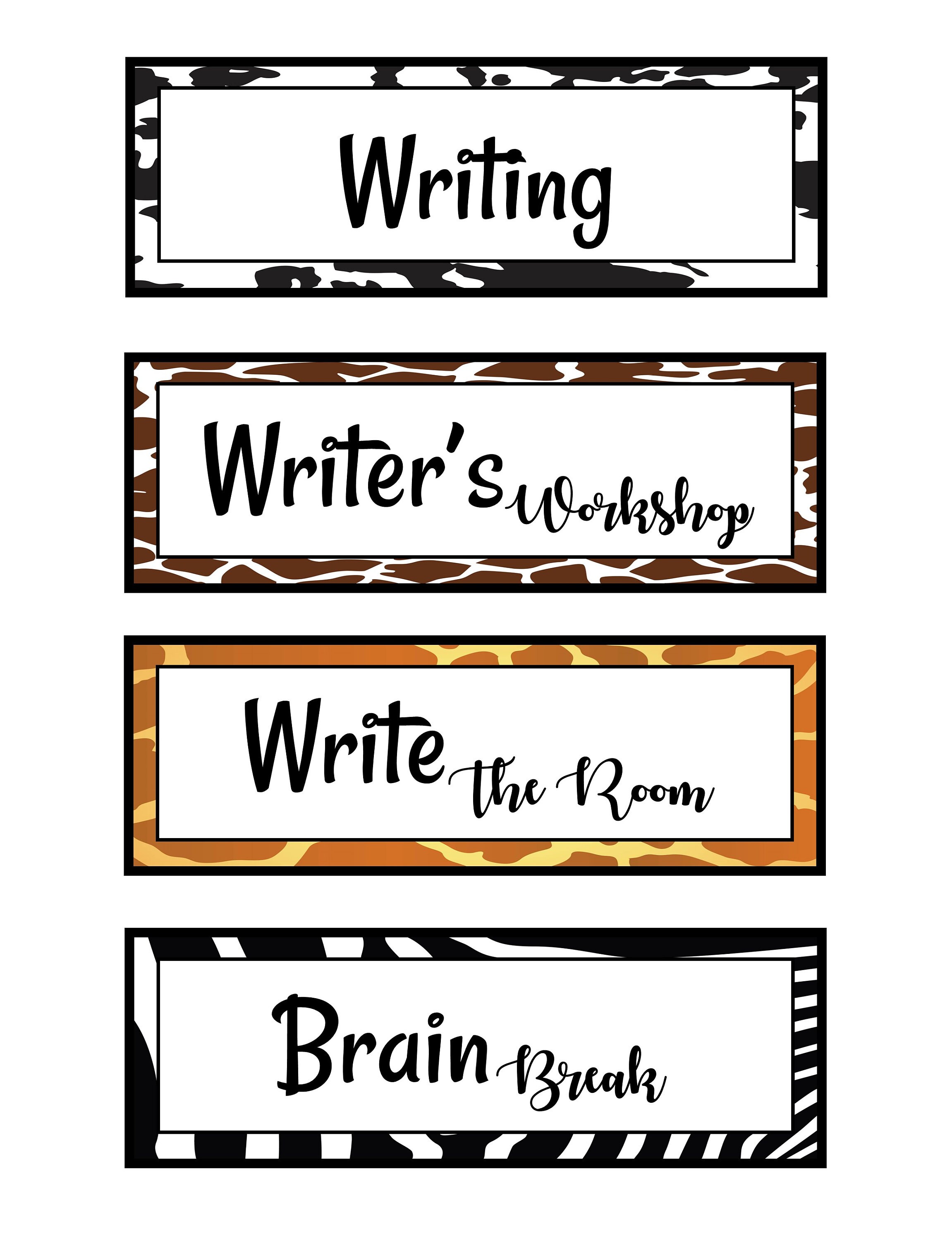 Animal Print Schedule Cards and Times - Editable Classroom Schedule ...