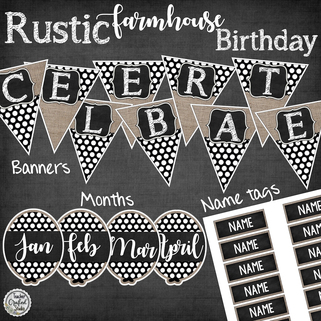 Rustic Farmhouse Birthday Bulletin Banner Set | Editable Birthday ...