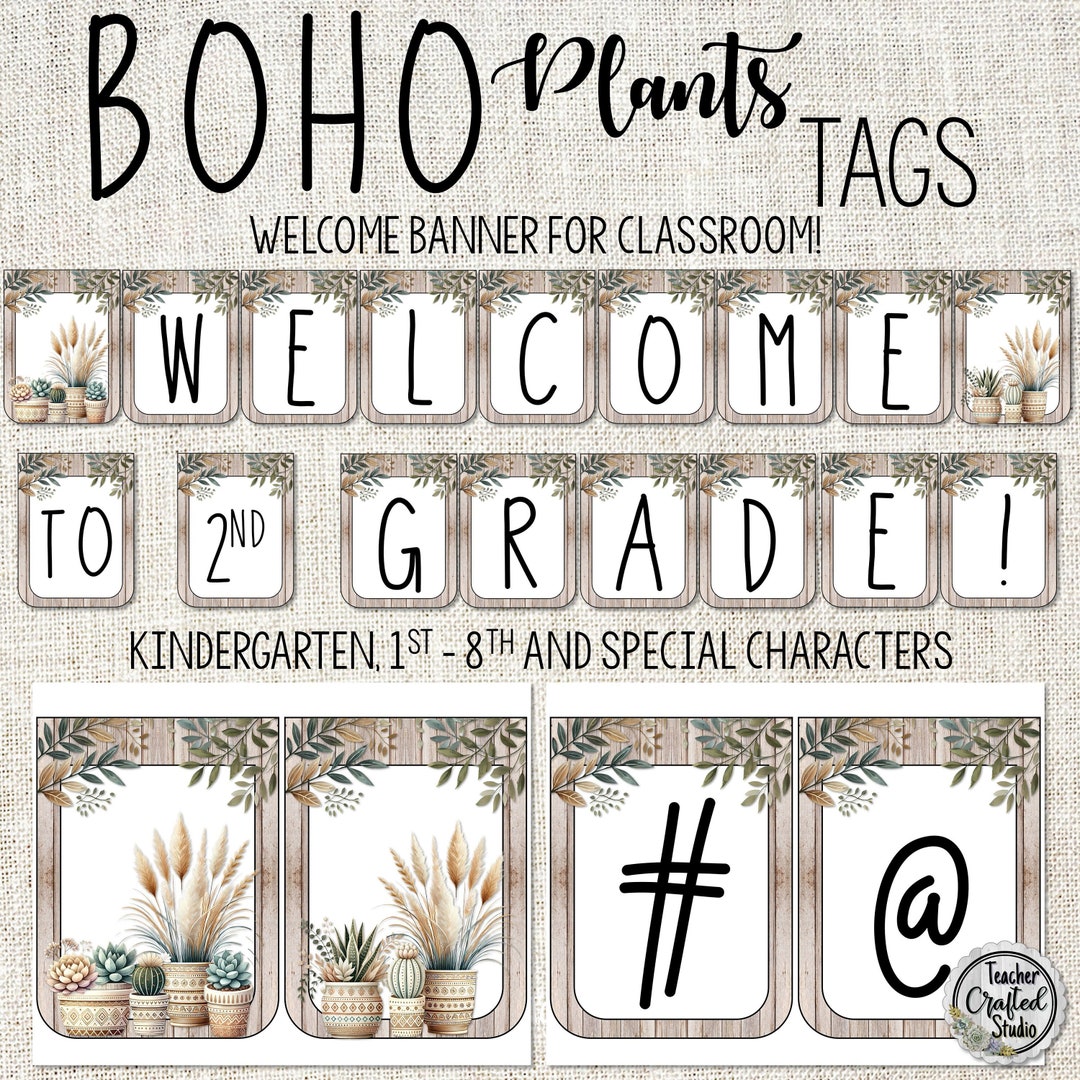 Boho Foliage Welcome Banner | Classroom Banner | Elementary Banner ...