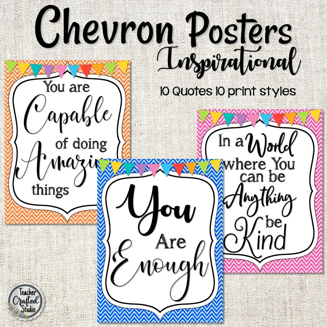 Chevron Rainbow Inspirational Posters | Classroom Posters | Rainbow ...