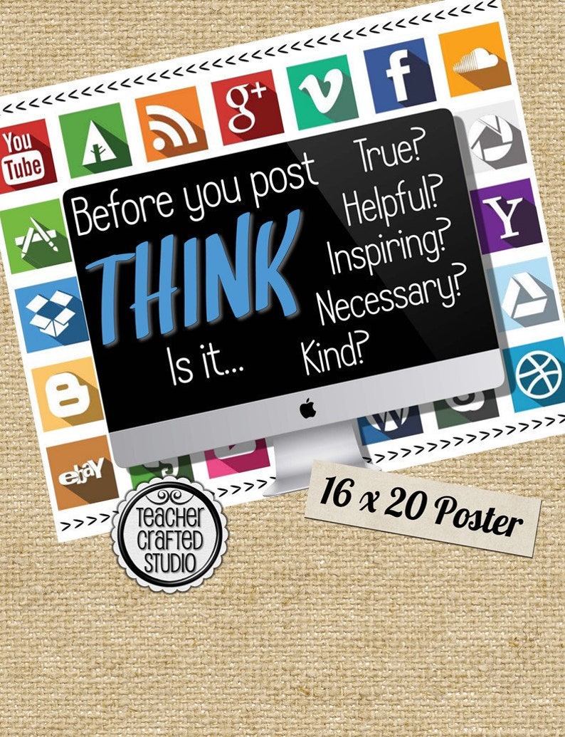 THINK Poster Computer Monitor Edition - Technology Think Before You ...