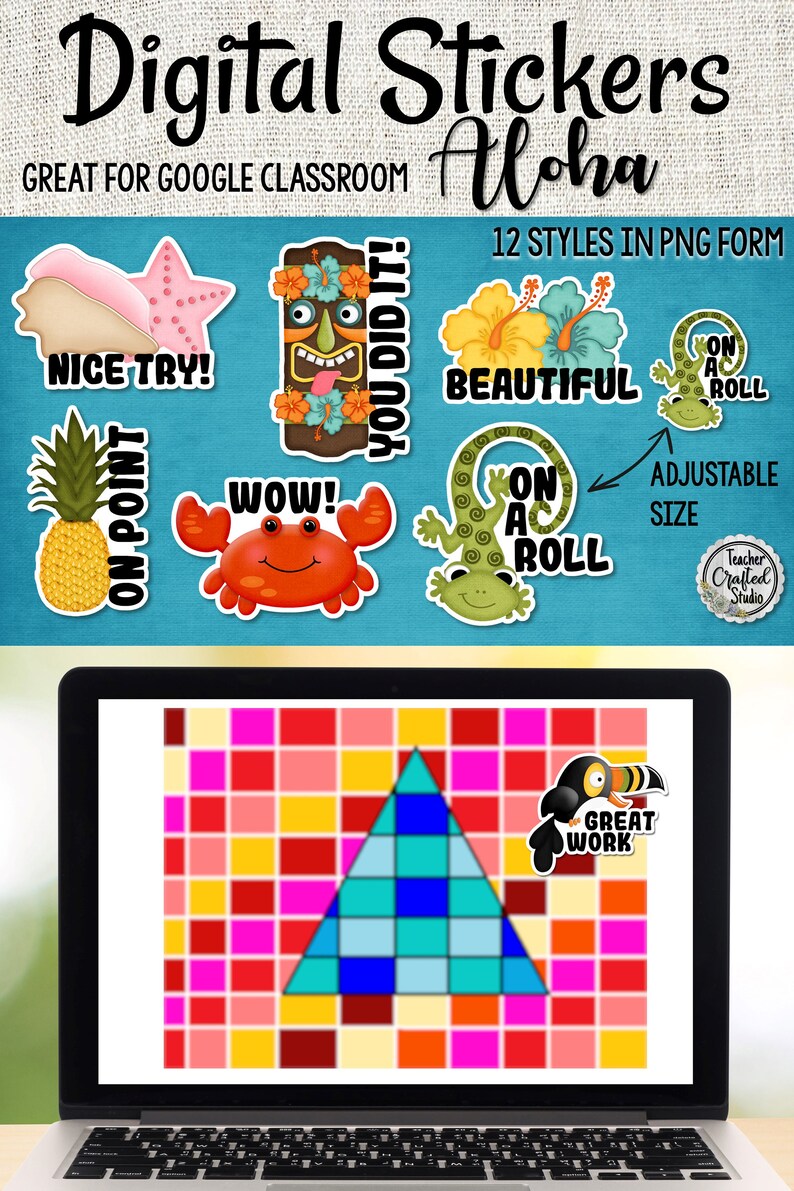 Distance Learning Digital Stickers Aloha Edition | Google and Seesaw ...