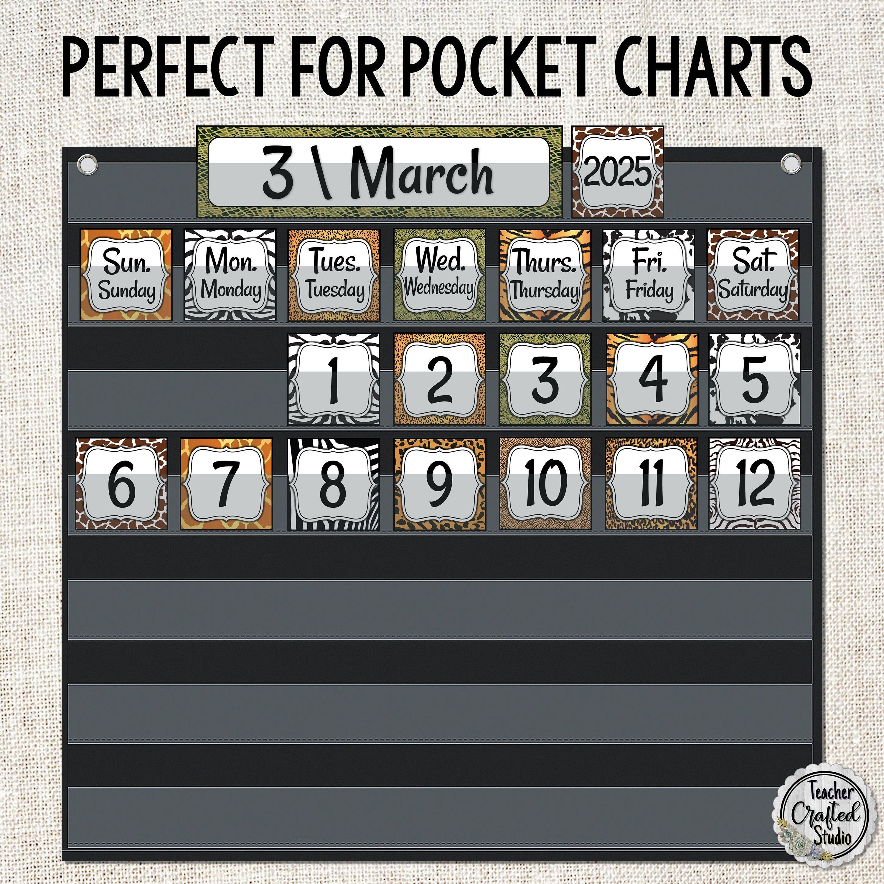 Animal Print Mega Calendar Set | Classroom Calendar | Pocket Calendar ...