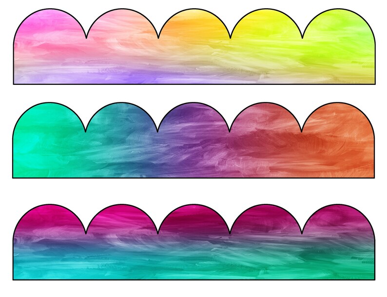Watercolor Bulletin Board Borders | Watercolor Party Banner | Summer ...