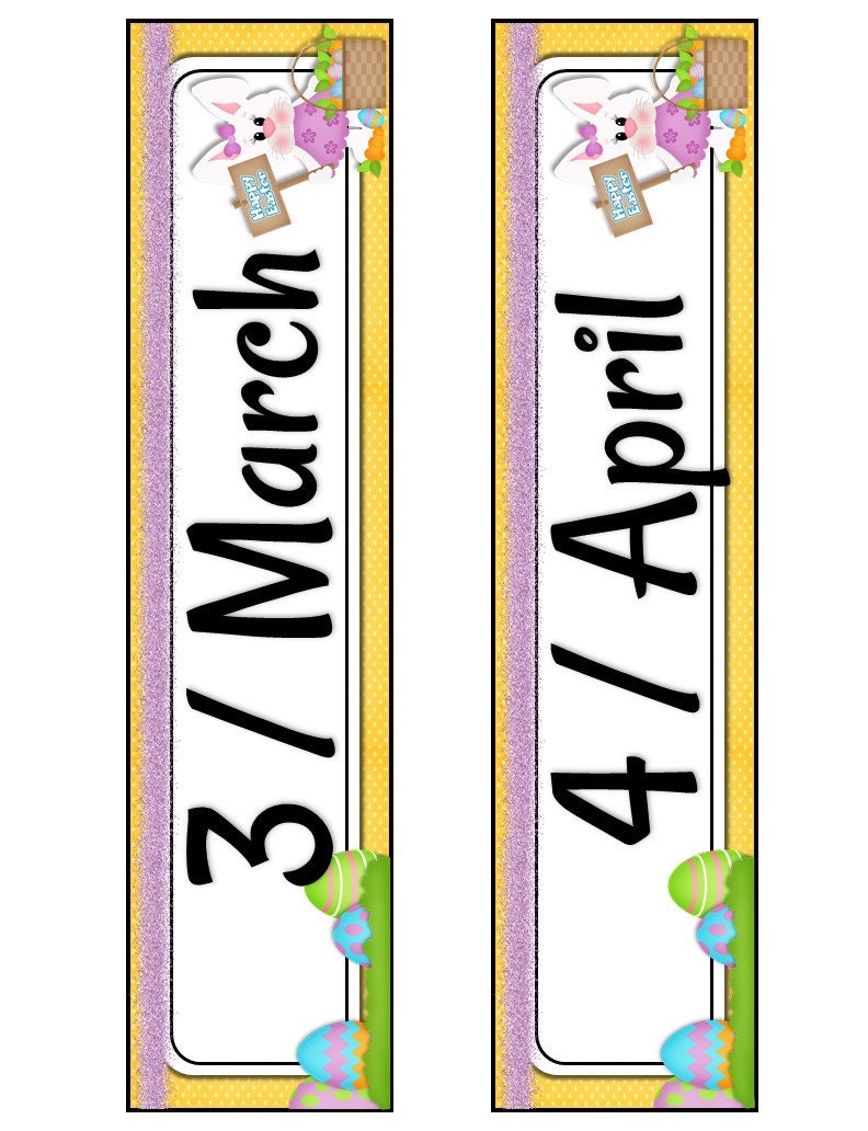 Printable Easter Calendar Tag Set - Calendar Number Tags - April May ...