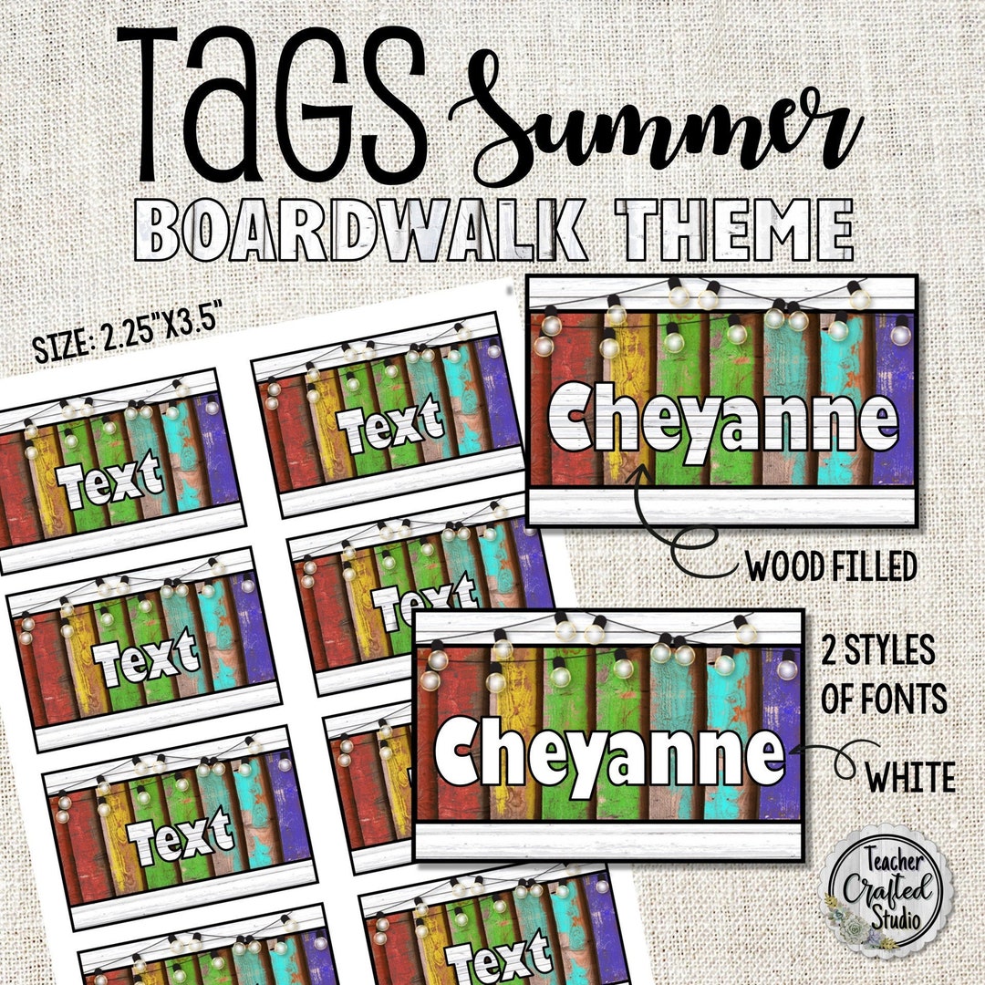 Summer Boardwalk Name Badge Tags | Cubby Tags | Classroom Labels ...