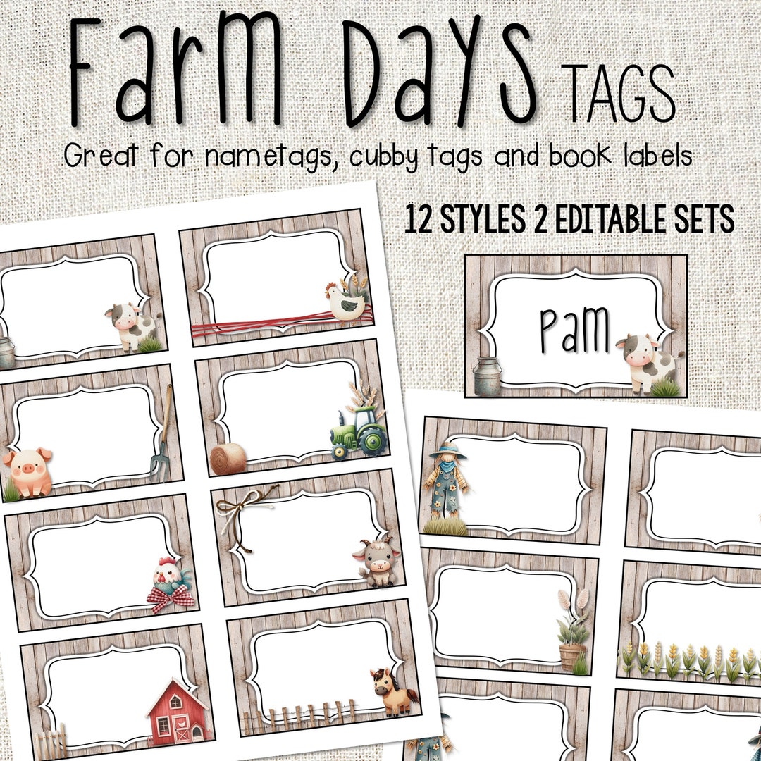 Farm Days Name Tags | Event Name Tags | Classroom Tags | Country Tags ...