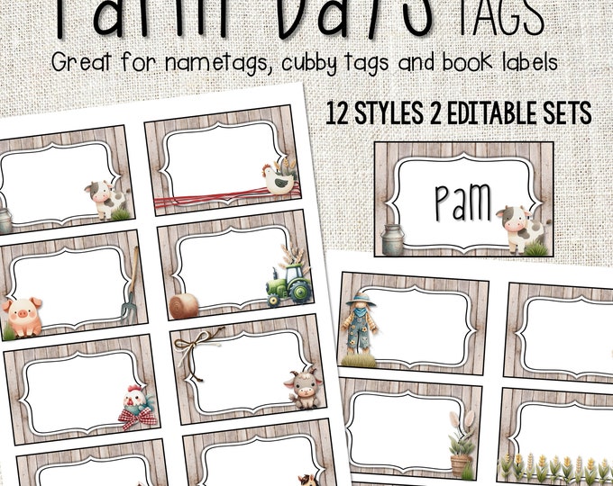 Name Tags Vintage Classic Printable Event Wedding Engagement Party ...