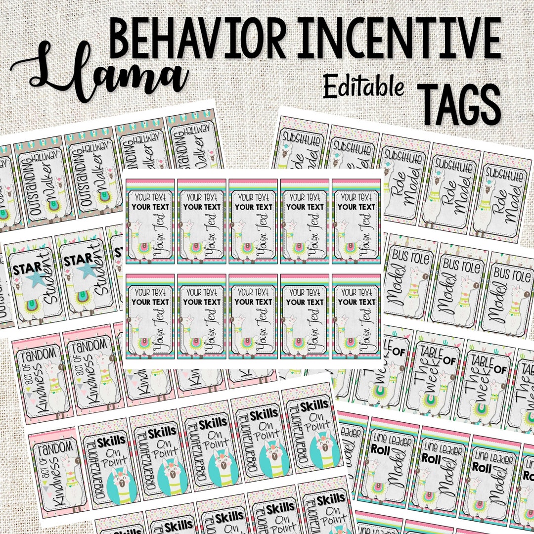Printable Llama Behavior Incentive Tags - Student Incentive Rewards ...